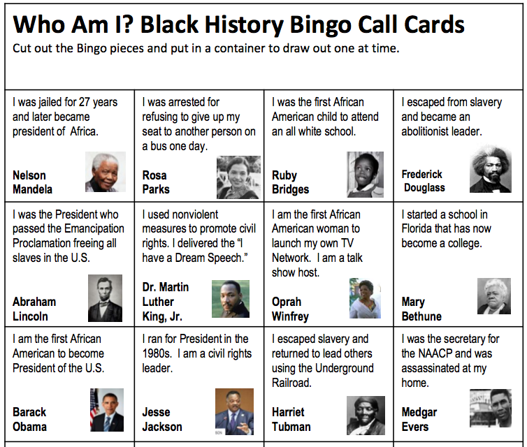 Black History Who Am I Game Printable - NewFreePrintable.net Black History Who Am I Game Printable - NewFreePrintable.net