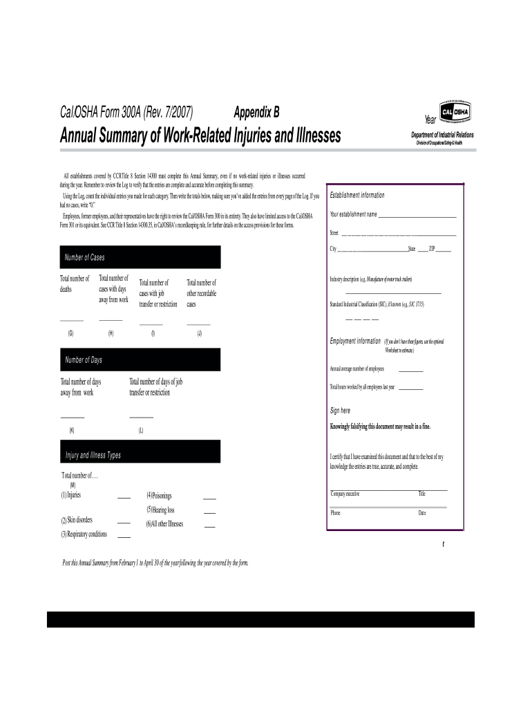Osha Form 300a Printable - NewFreePrintable.net Osha Form 300a Printable - NewFreePrintable.net